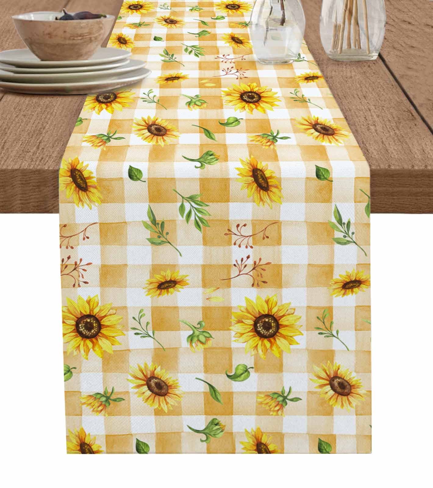 Blooming Sunflower Flower Plant Table Runners For Wedding Party ration ...