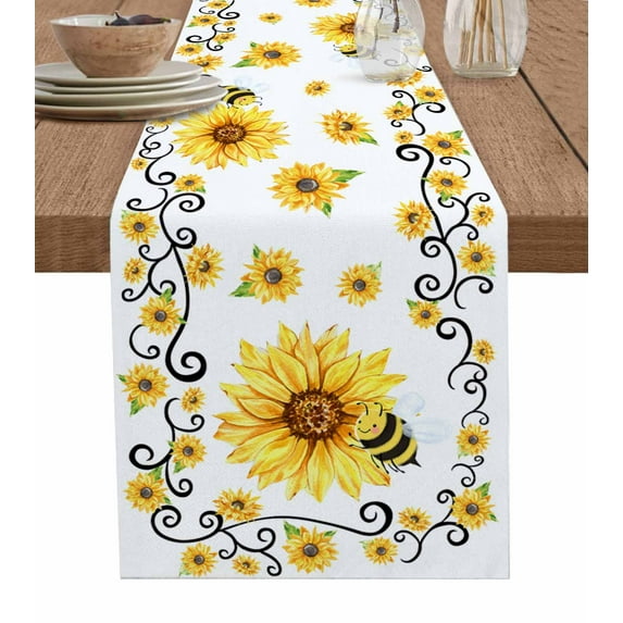 Blooming Sunflower Flower Plant Table Runners For Wedding Party ration ...