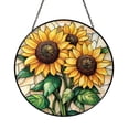 Blooming Sunflower Scene Window Suncatcher, Decorative Stained Glass ...