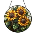 Blooming Sunflower Stained Glass Window Art, Warm Floral Nature Decor ...