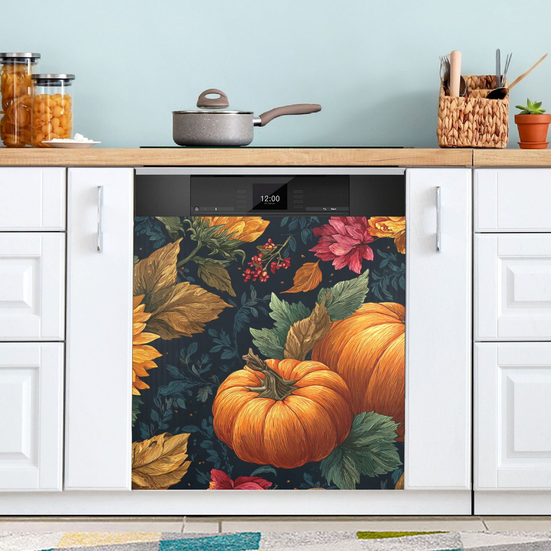Blooming Sunflowers Harvest Pumpkin Happy Thanksgiving Dishwasher ...