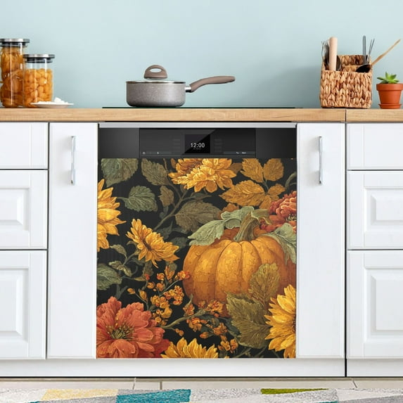 Blooming Sunflowers Pumpkins Thanksgiving Retro Dishwasher Magnet ...