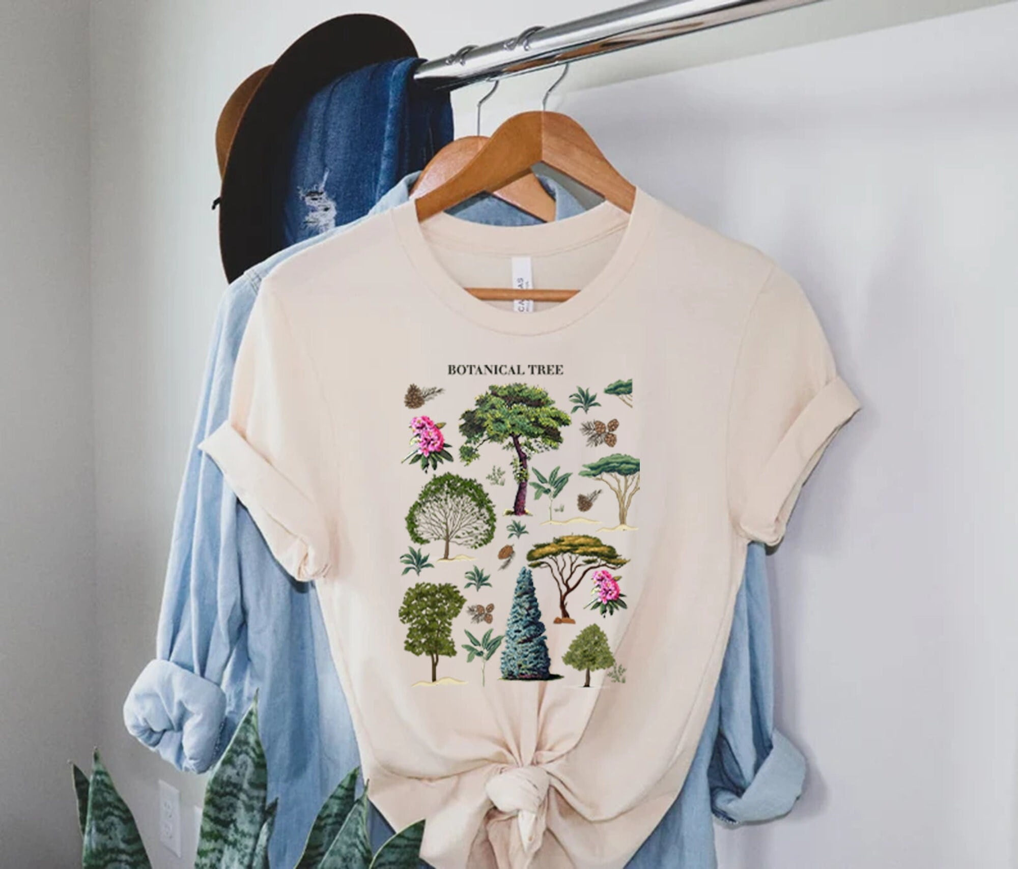 Blooming Trees Botanical Tshirt Art Shirt, Aesthetic illustration ...