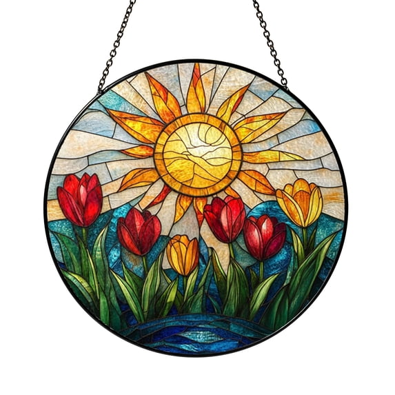 Blooming Tulip Window Art – Faux Stained Glass - Walmart.com