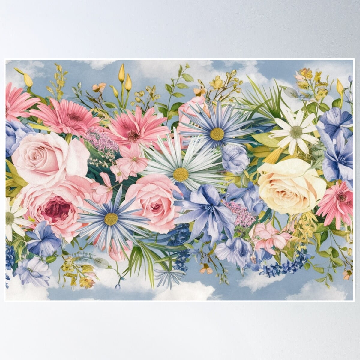Blooming Watercolor Garden - Stunning Flower Design Poster Wall Art ...