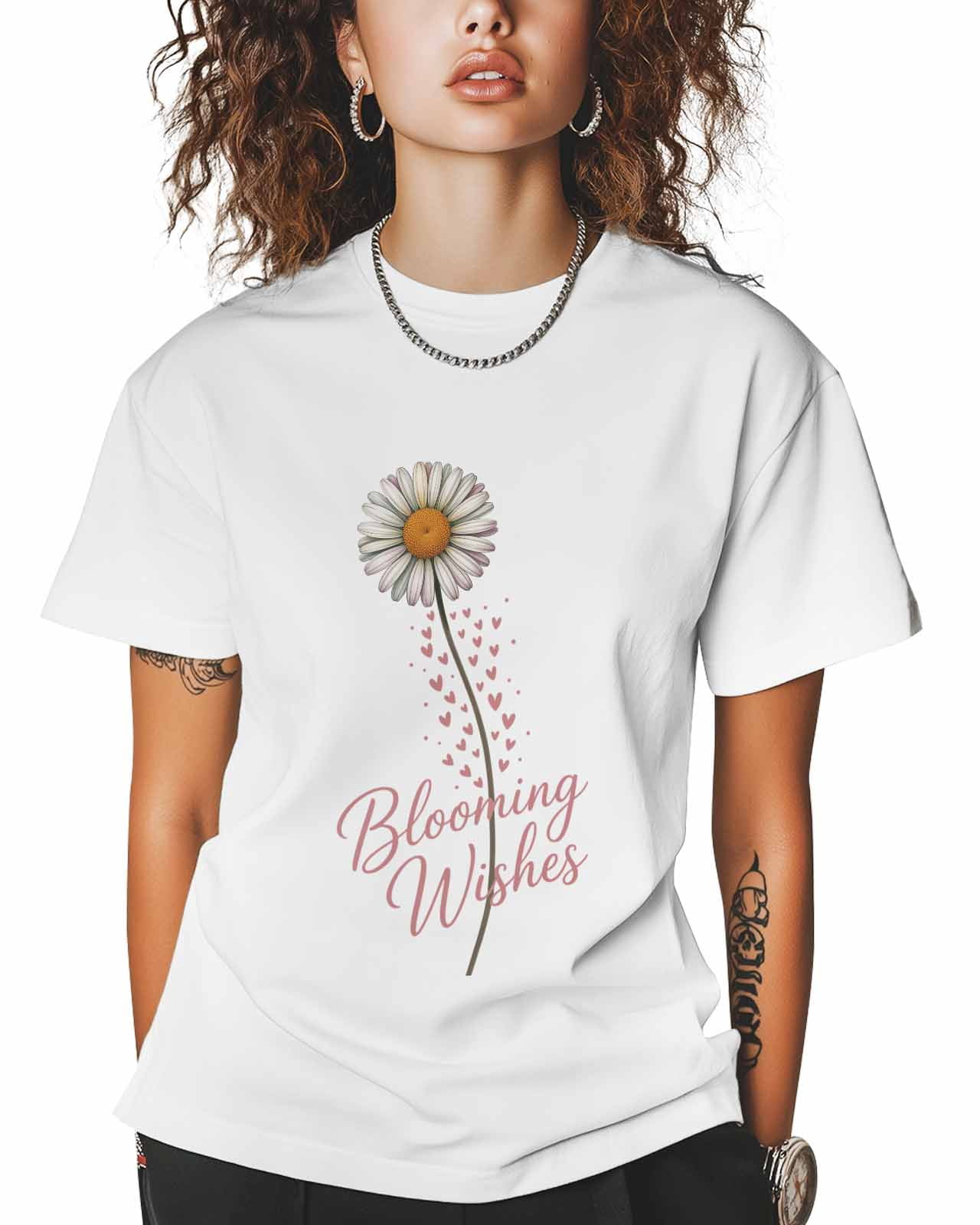Blooming Wishes T Shirts for Women Short Sleeve Cotton Crewneck T-Shirt ...