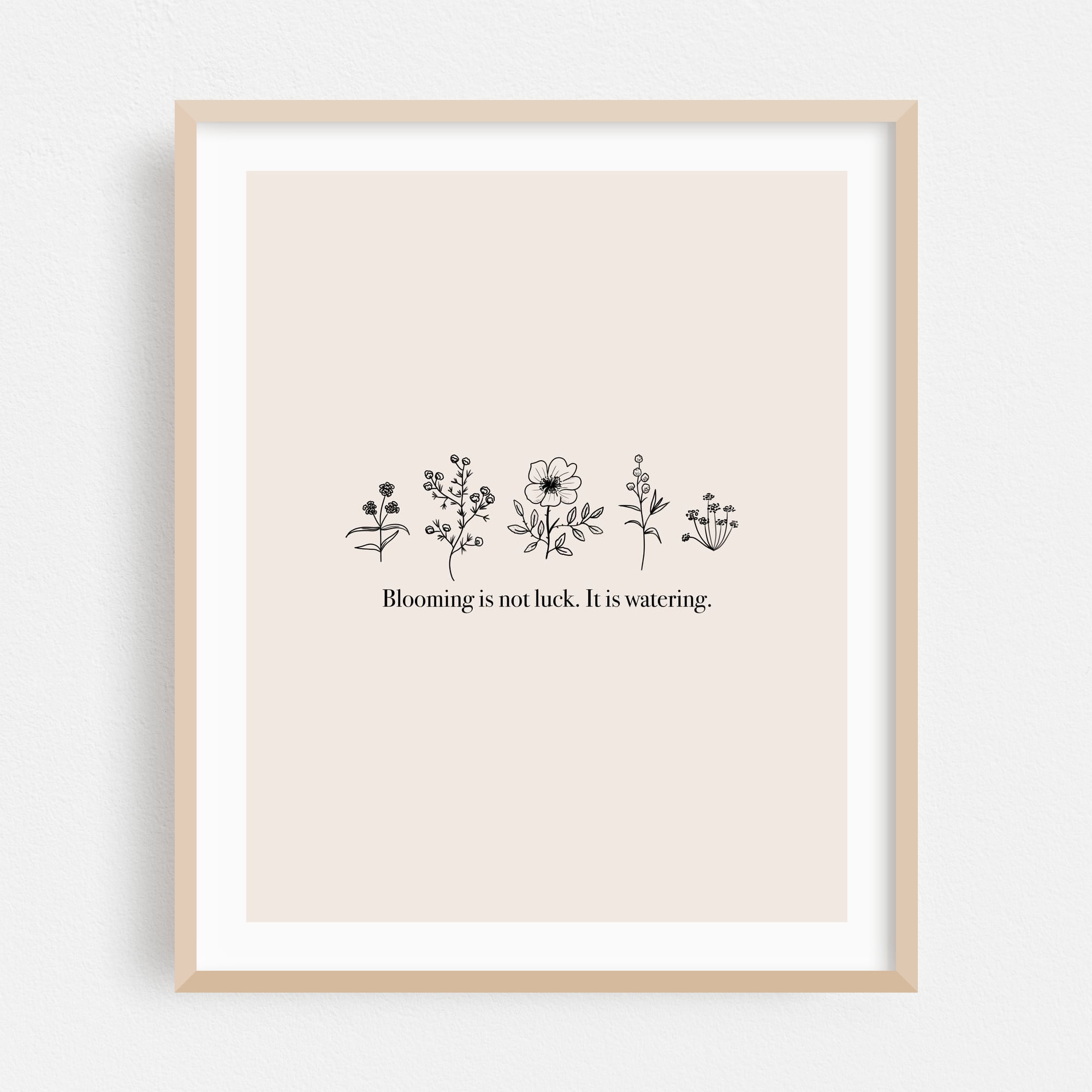 Blooming is not Luck - Line Drawing Quote Floral Line Art Botanical ...