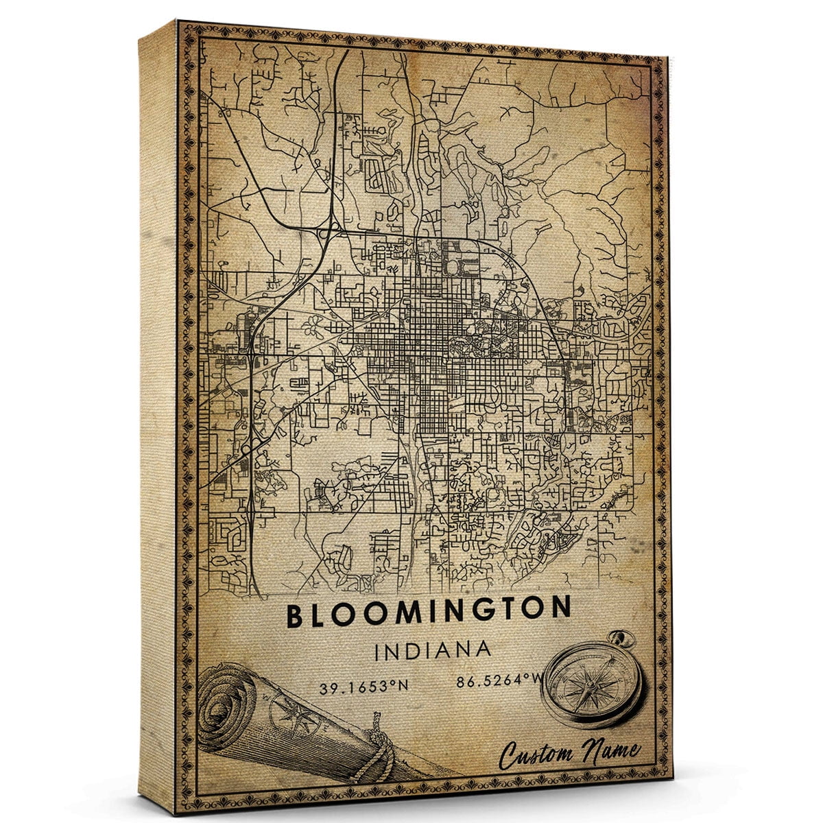 Bloomington Map Poster, Indiana Map Art Poster, Canvas, Bloomington Map ...