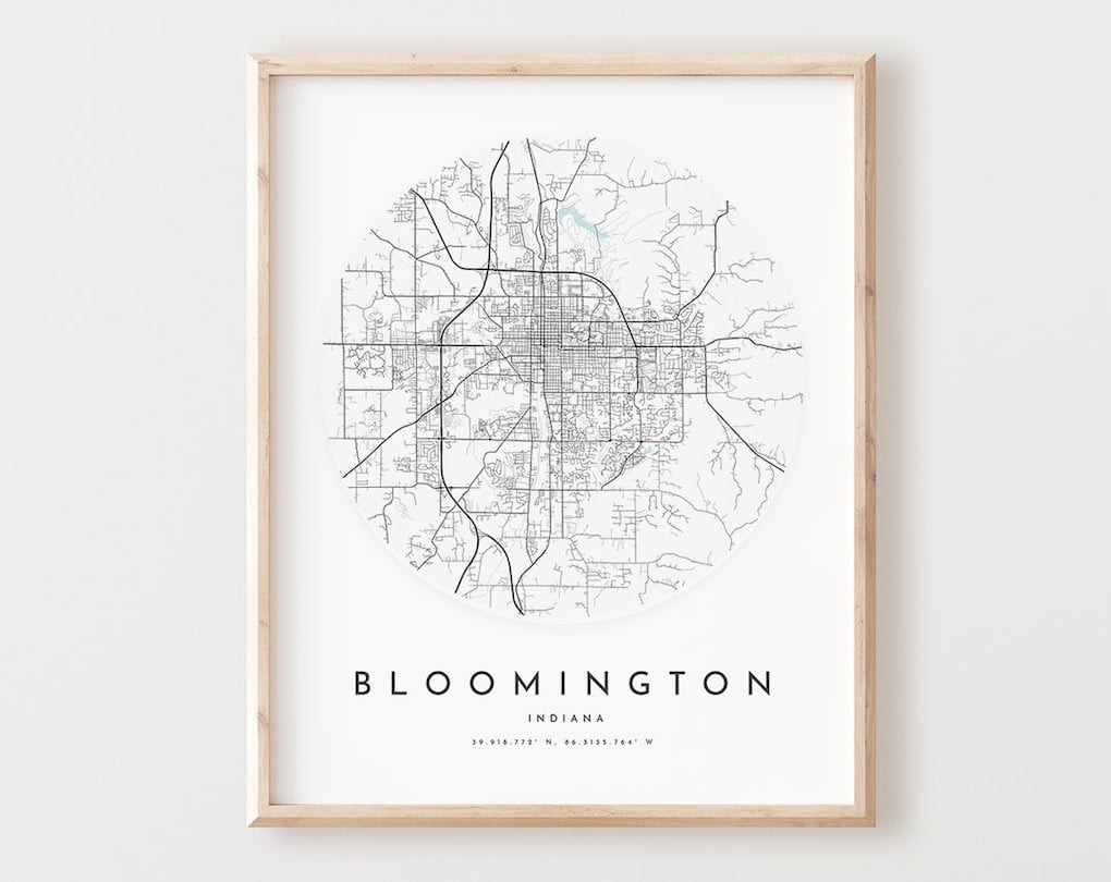 Bloomington Map Print, Bloomington Map Poster City Wall Art, In Road ...