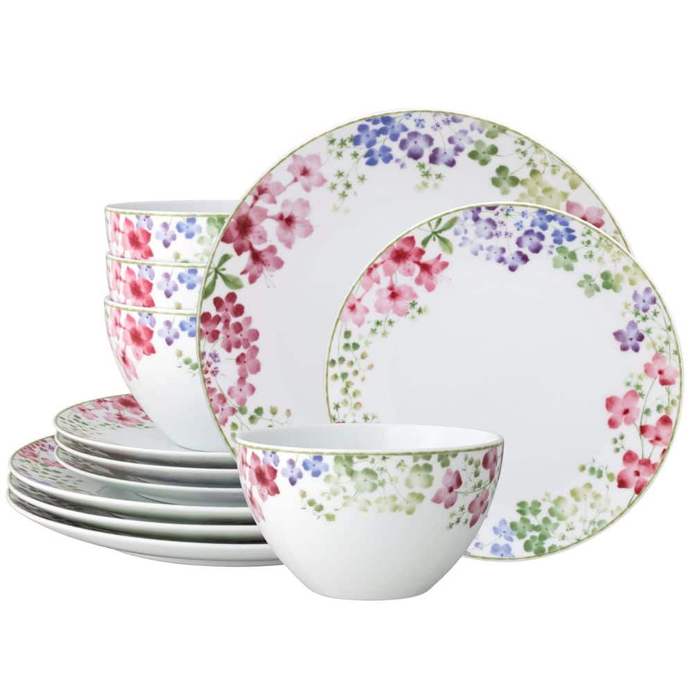 Bloomington Road Colorful (Multi) Porcelain 12-Piece Dinnerware Set ...