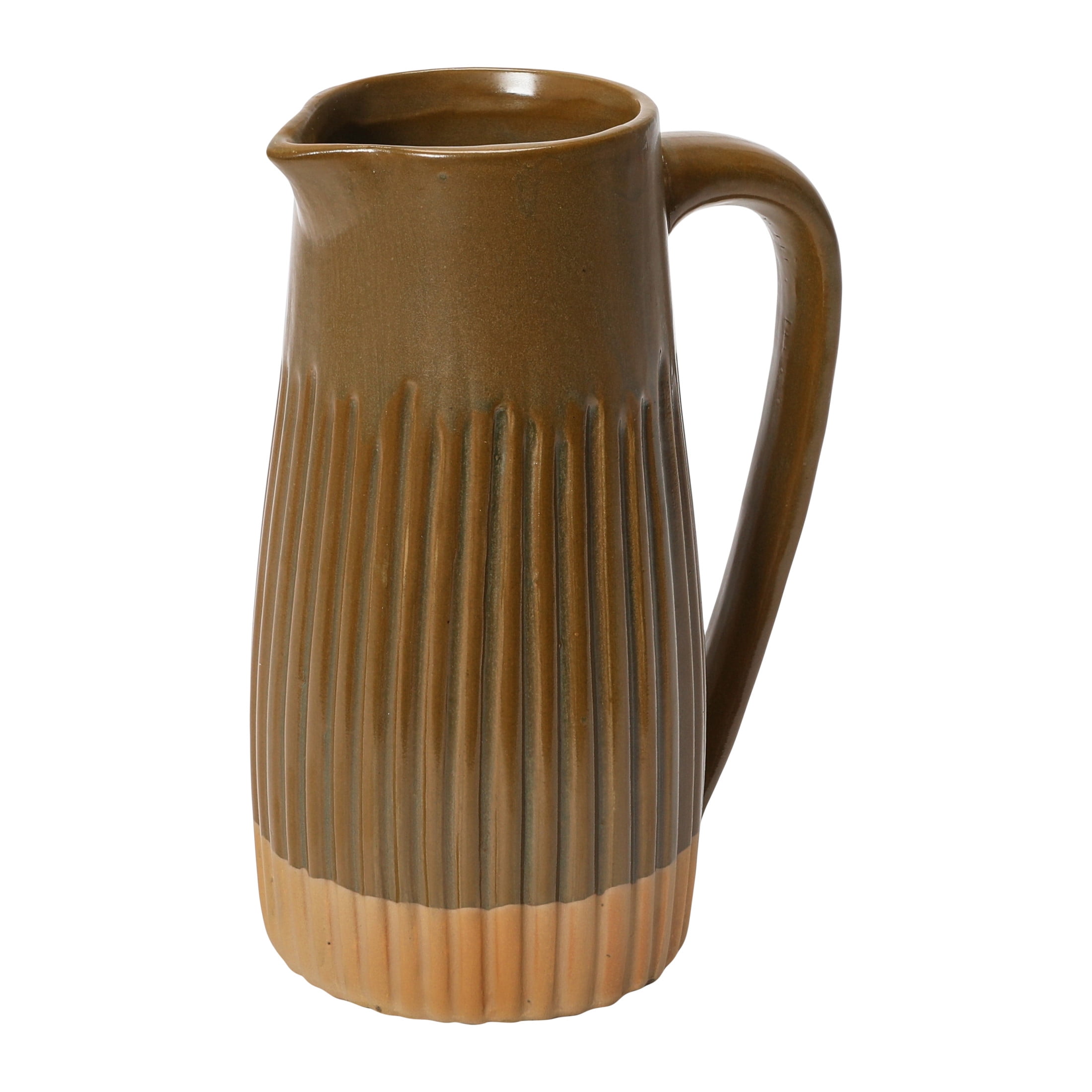 Bloomingville Bloomingville Stoneware Ribbed Pitcher, Matte Brown ...