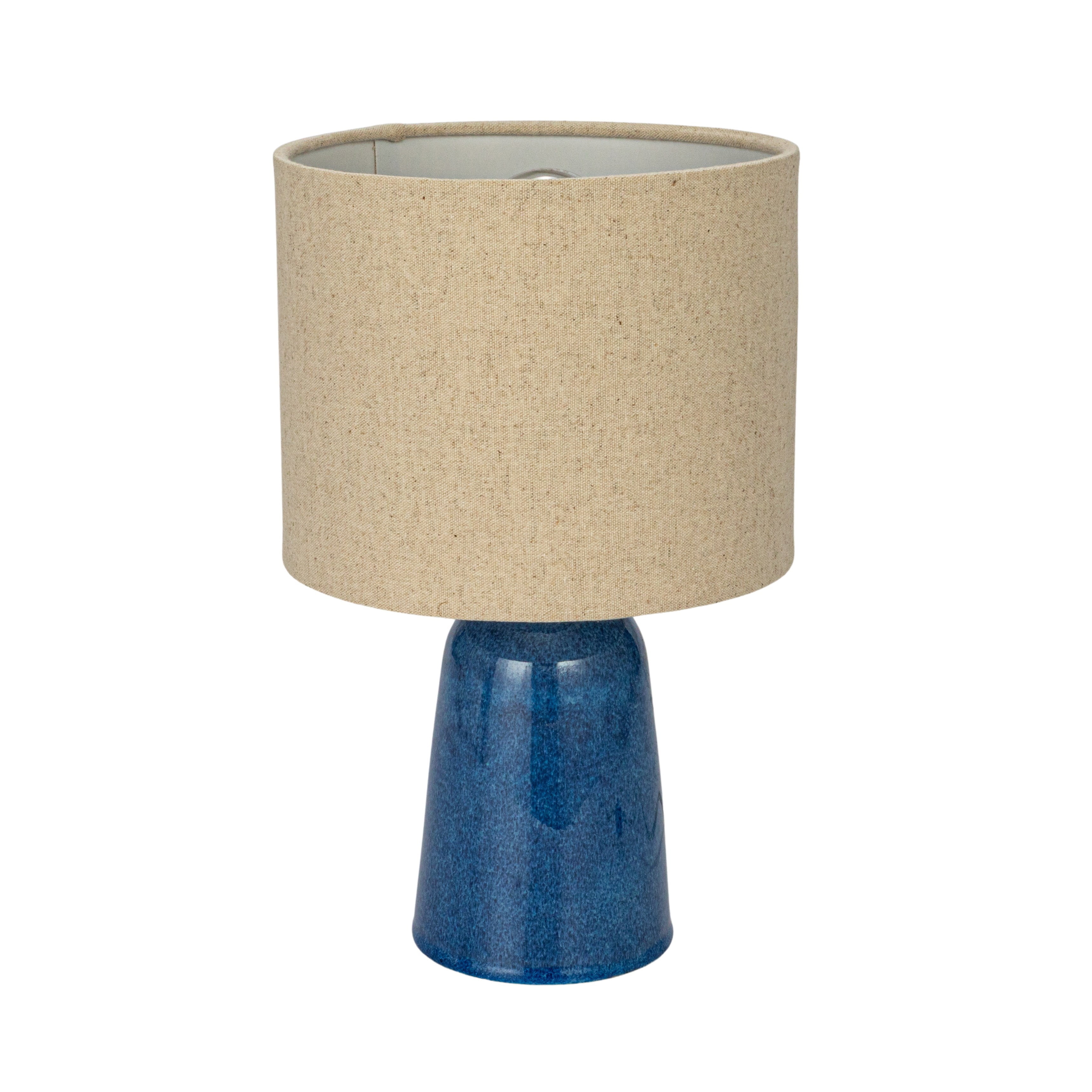 Bloomingville Ceramic Table Lamp with Linen Shade and Reactive Glaze ...