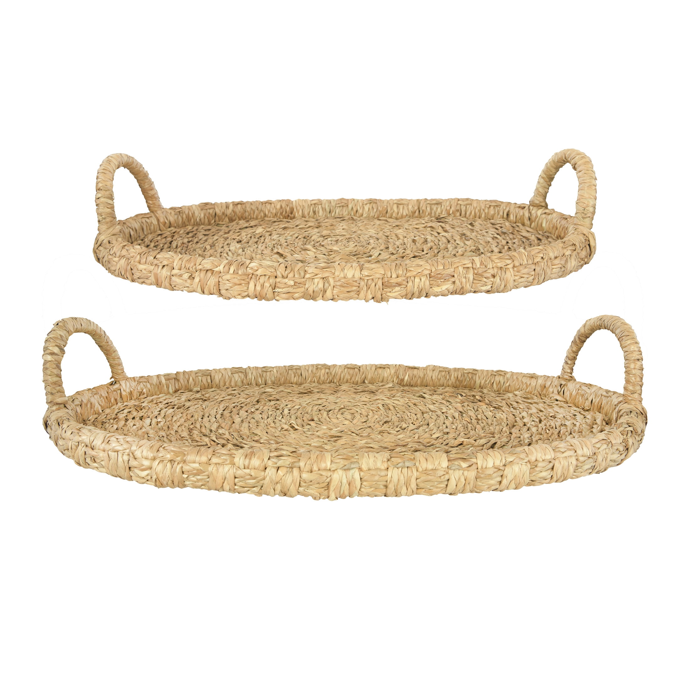 "Bloomingville Handwoven Oval Seagrass & Rattan Trays with Handles ...