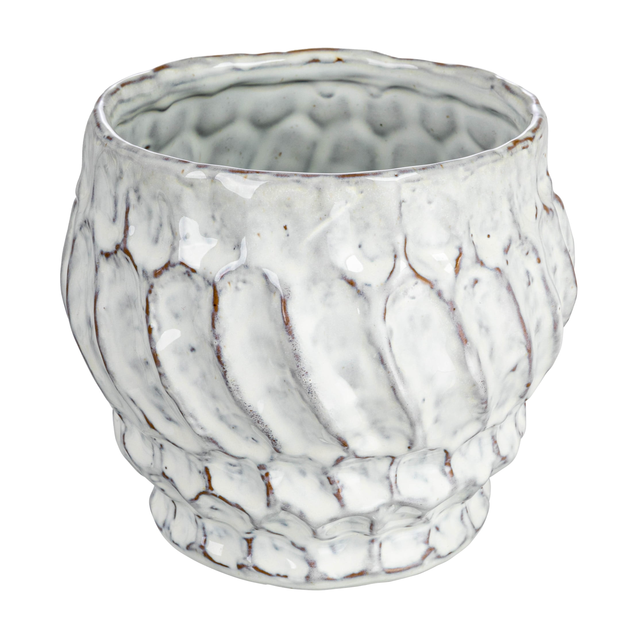 Bloomingville Embossed Stoneware Planter, Ivory - Walmart.com