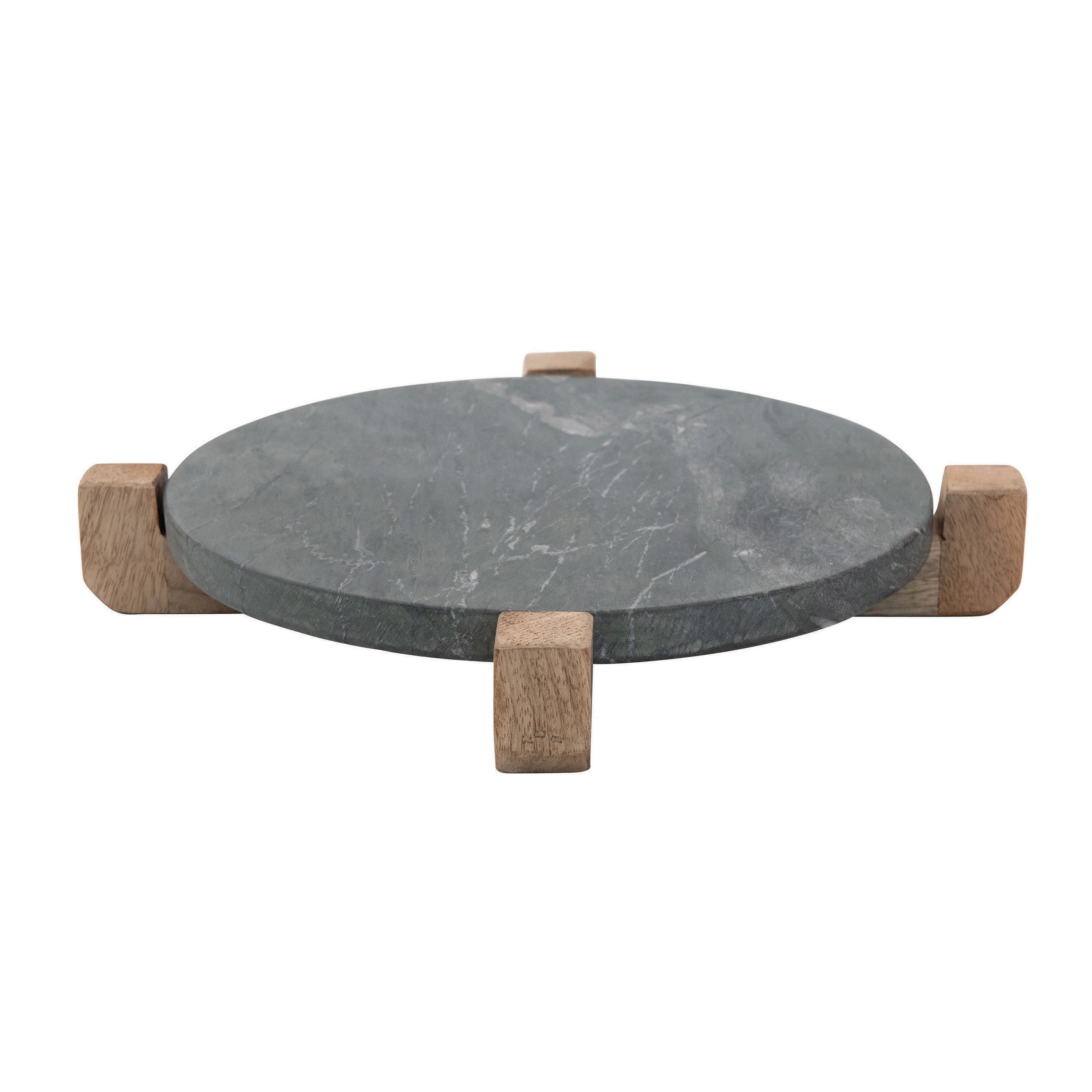 Bloomingville Marble Serving Board with Mango Wood Stand, Black ...