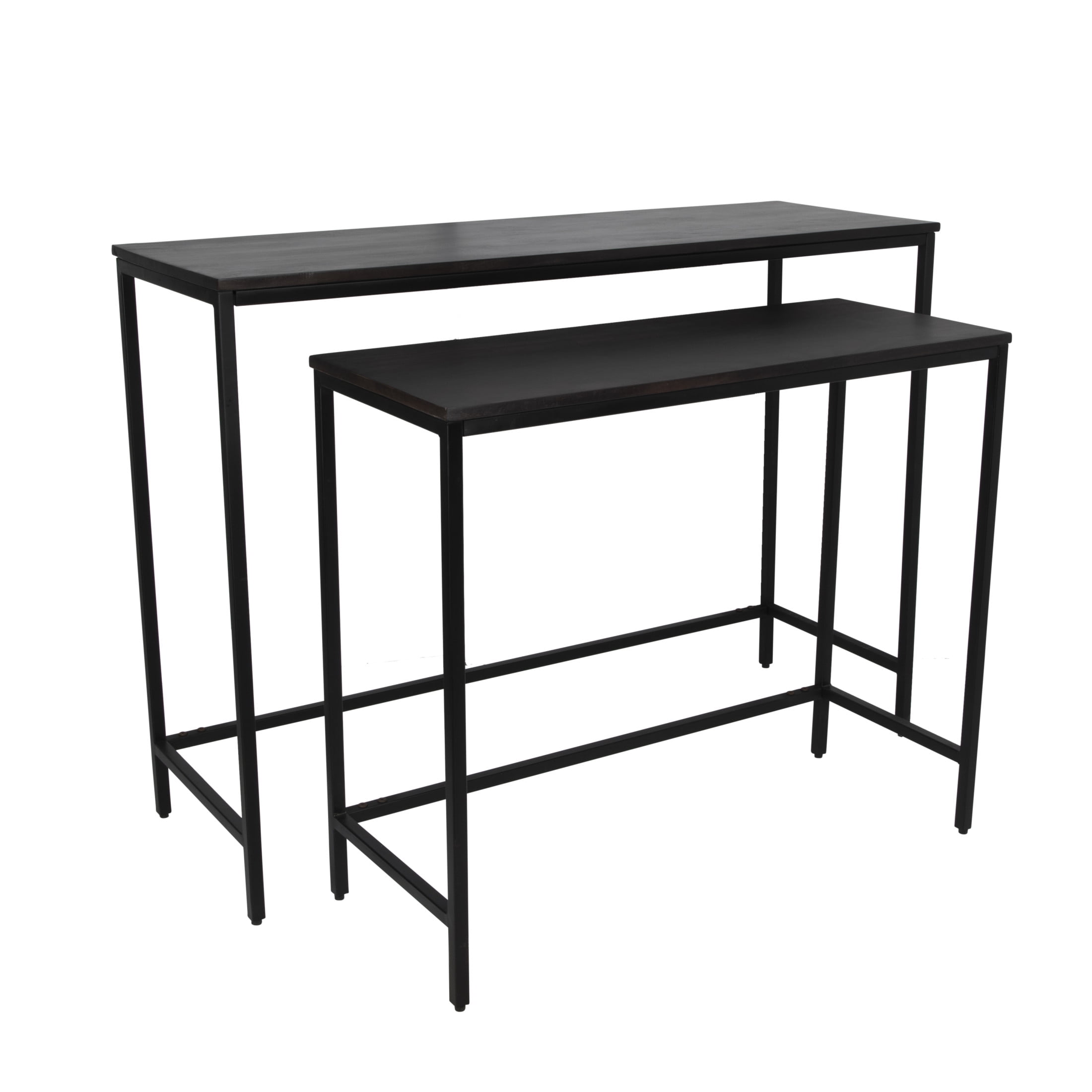 Bloomingville Oak Metal and Acacia Nesting Tables, Black, Small and ...