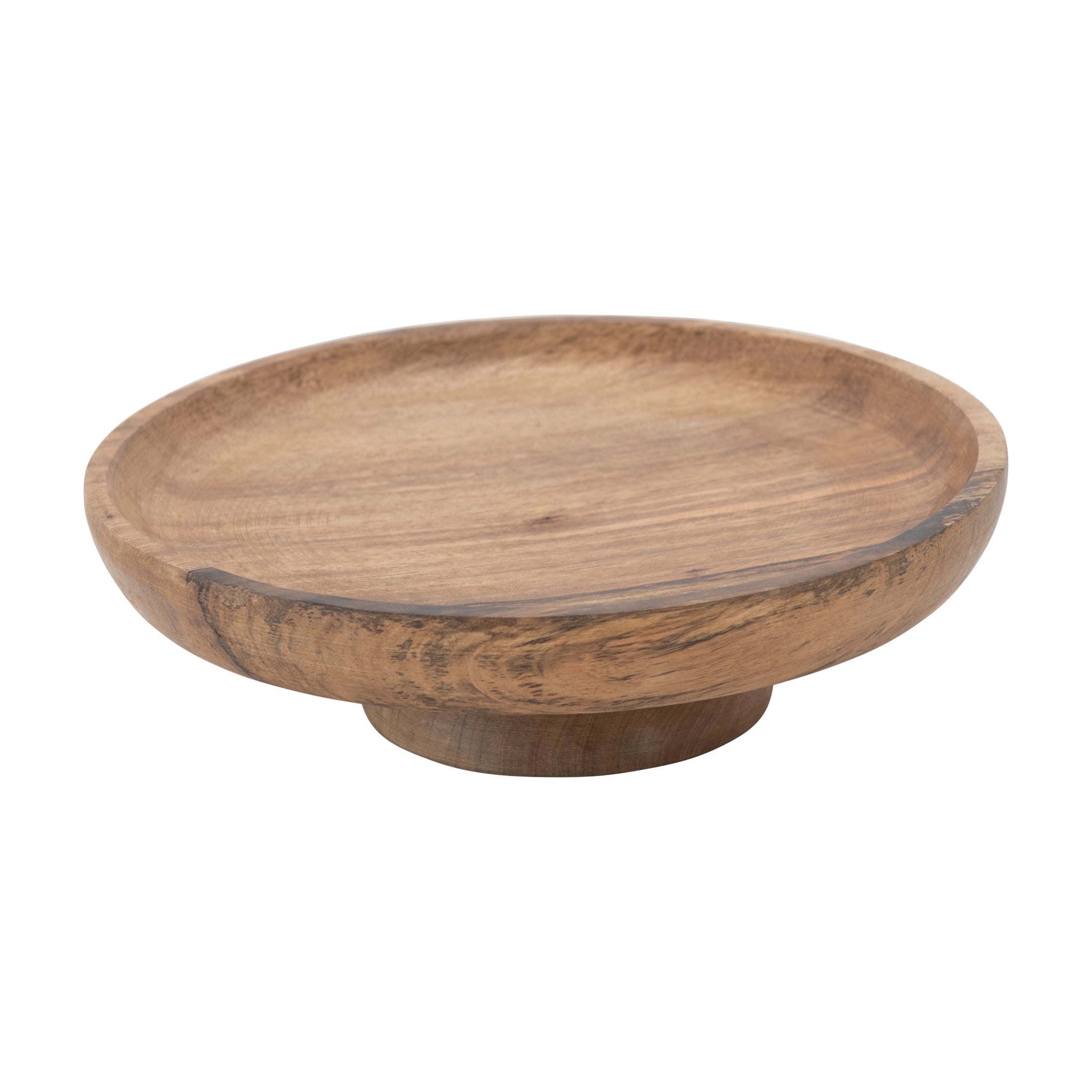 Bloomingville Round Natural Mango Wood Footed Bowl Cake Stand - Walmart.com