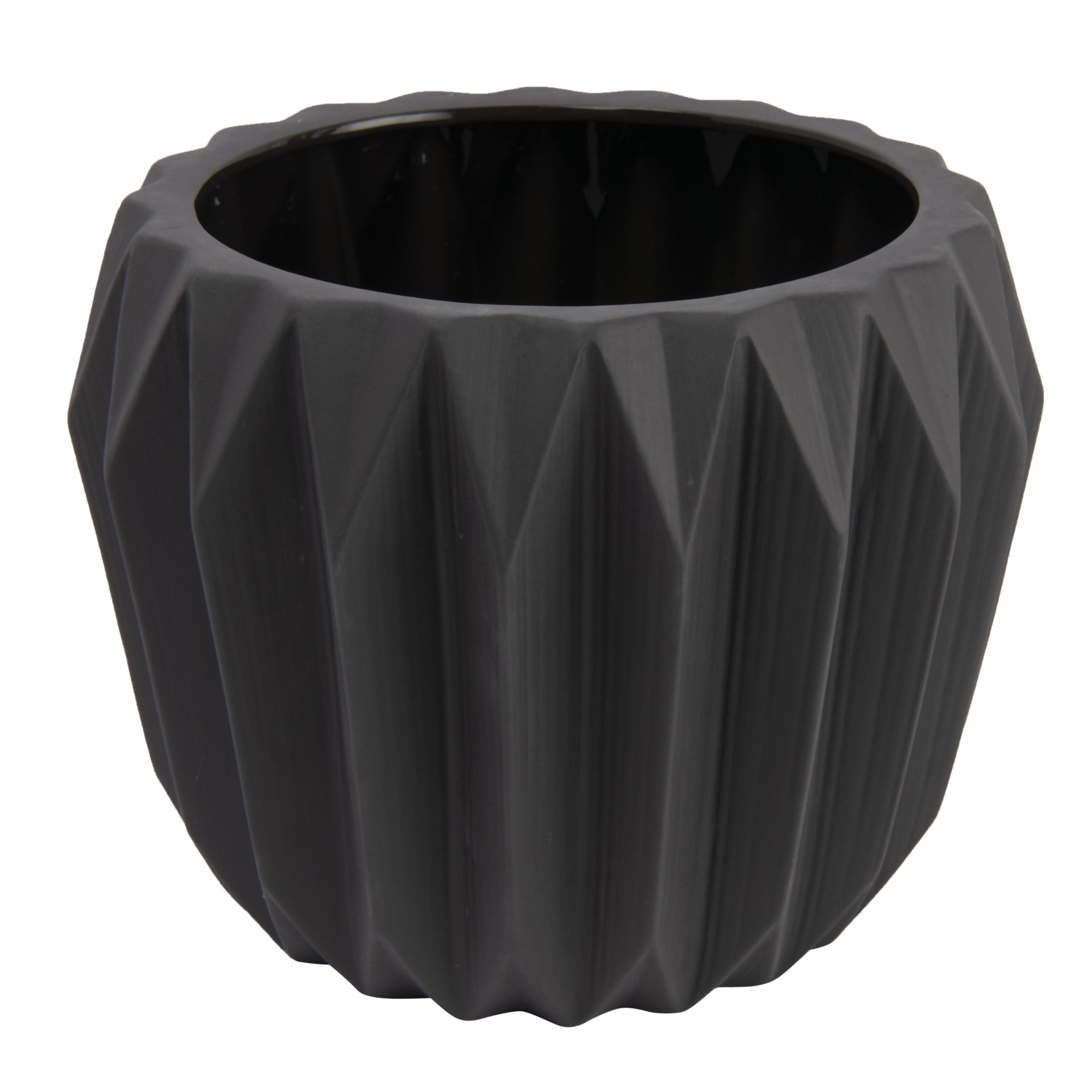 Bloomingville Round Stoneware Fluted Planter, Matte Grey - Walmart.com