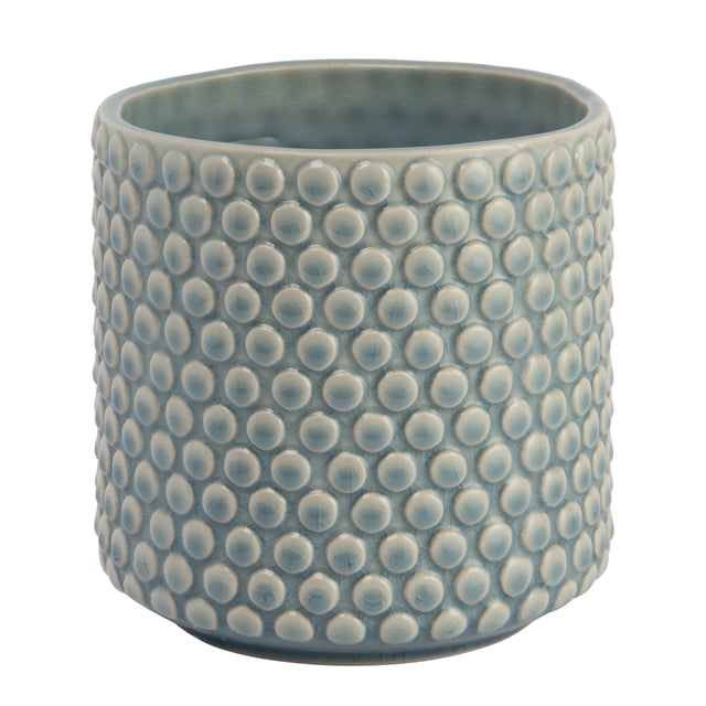 Bloomingville Round Stoneware Planter Pot with Polka Dots, Sky Blue ...