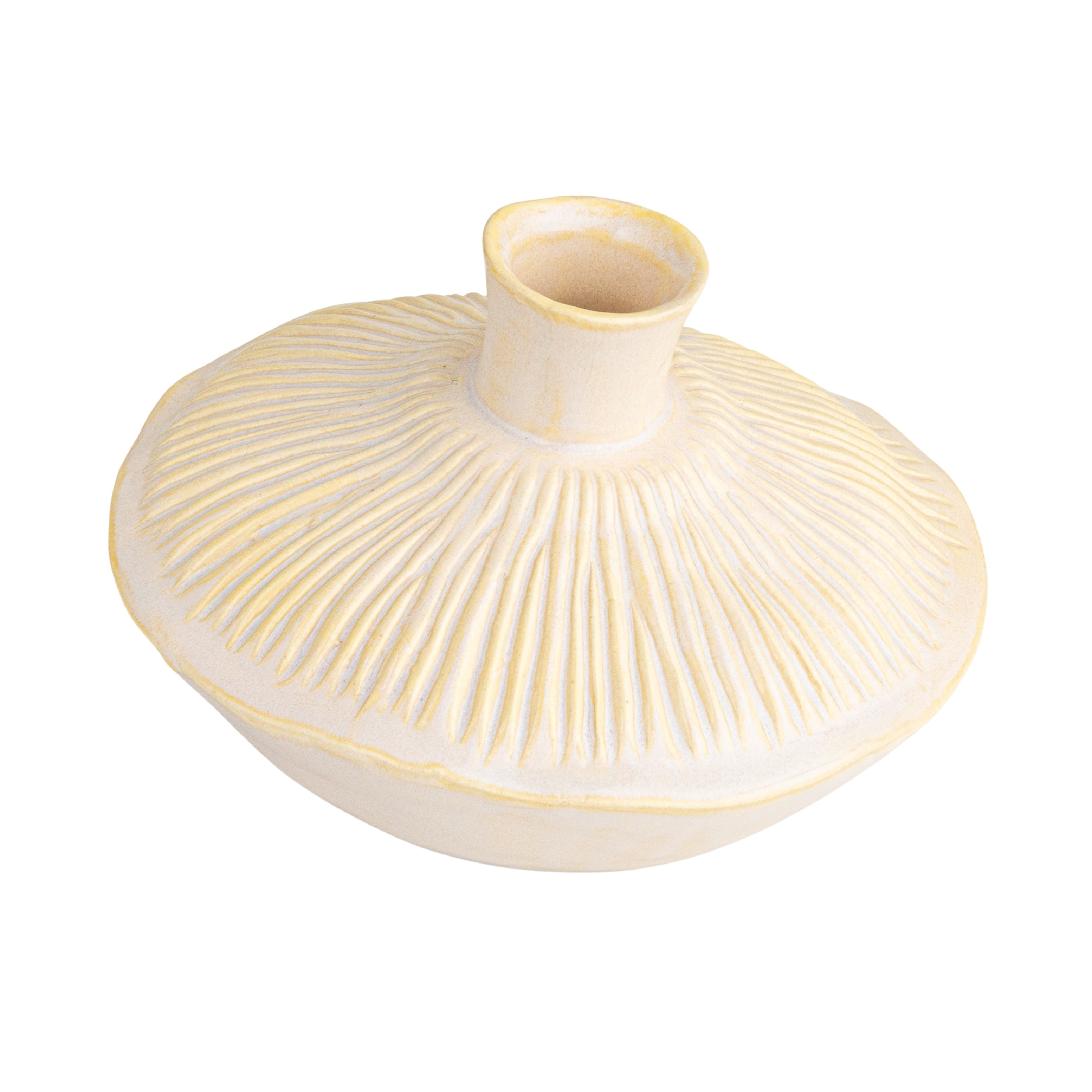 Bloomingville Round Stoneware Pleated Vase, Cream - Walmart.com