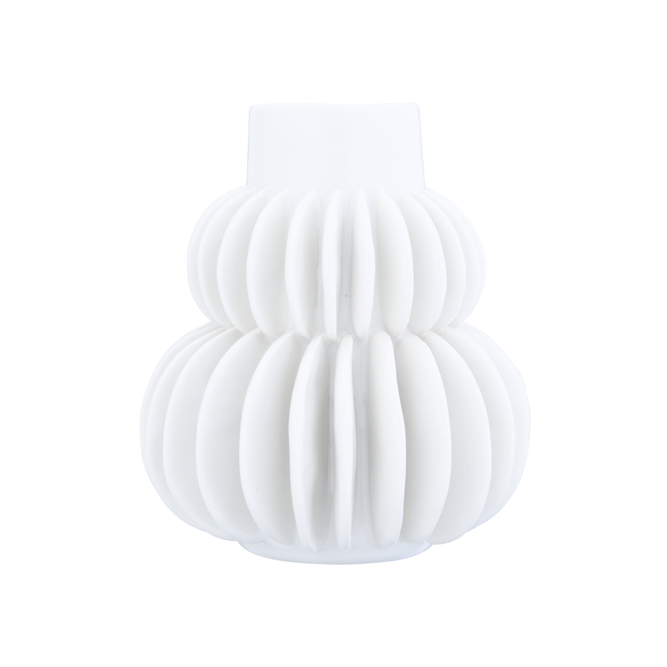 Bloomingville Stoneware Vase with Half Circle Pleated Design, White ...
