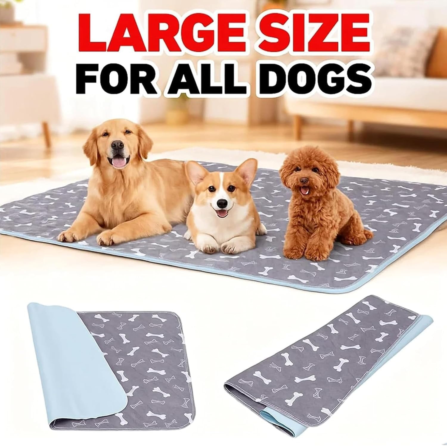 Washable Reusable Pheromone Dog Pee Pads, Leak-Proof Non-Slip Chew ...