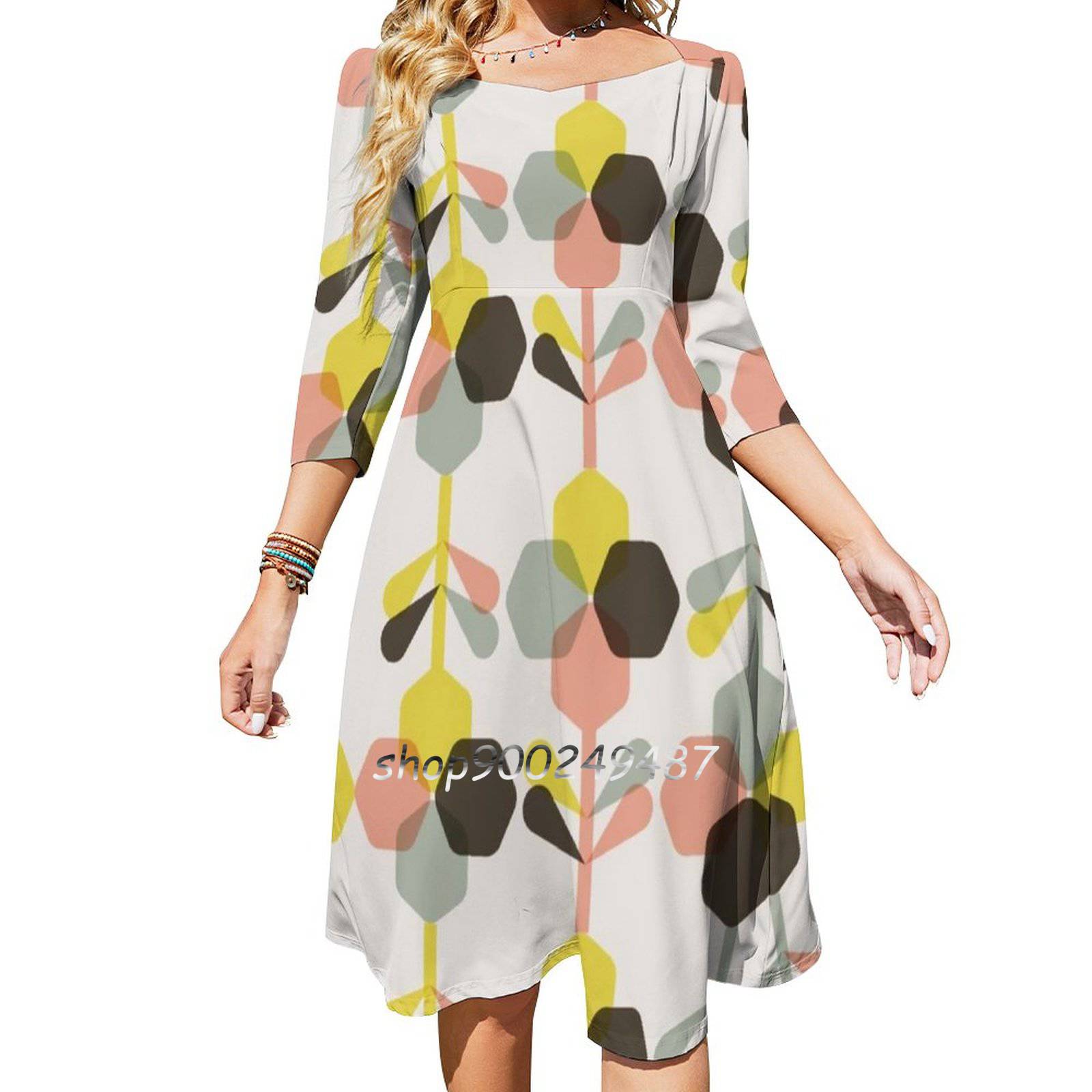 Blooms In Blush / / Abstract Pattern Retro Art Evening Party Dresses ...