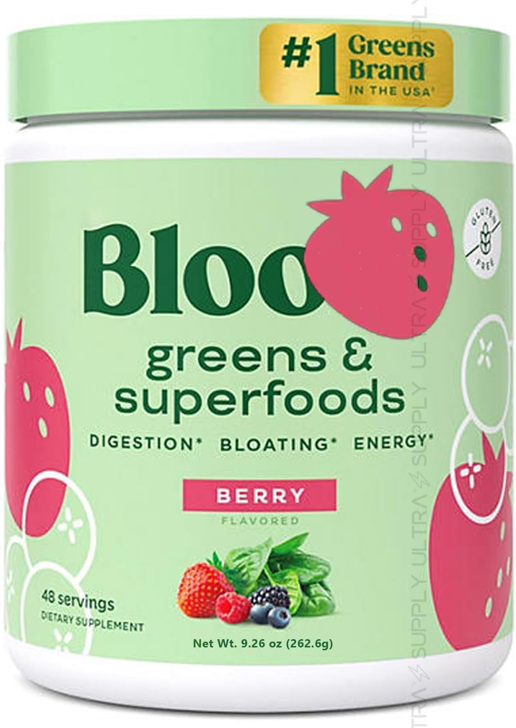 Blooms Super Greens & Superfoods Powder, Berry Flavor, 48 Servings Gut ...