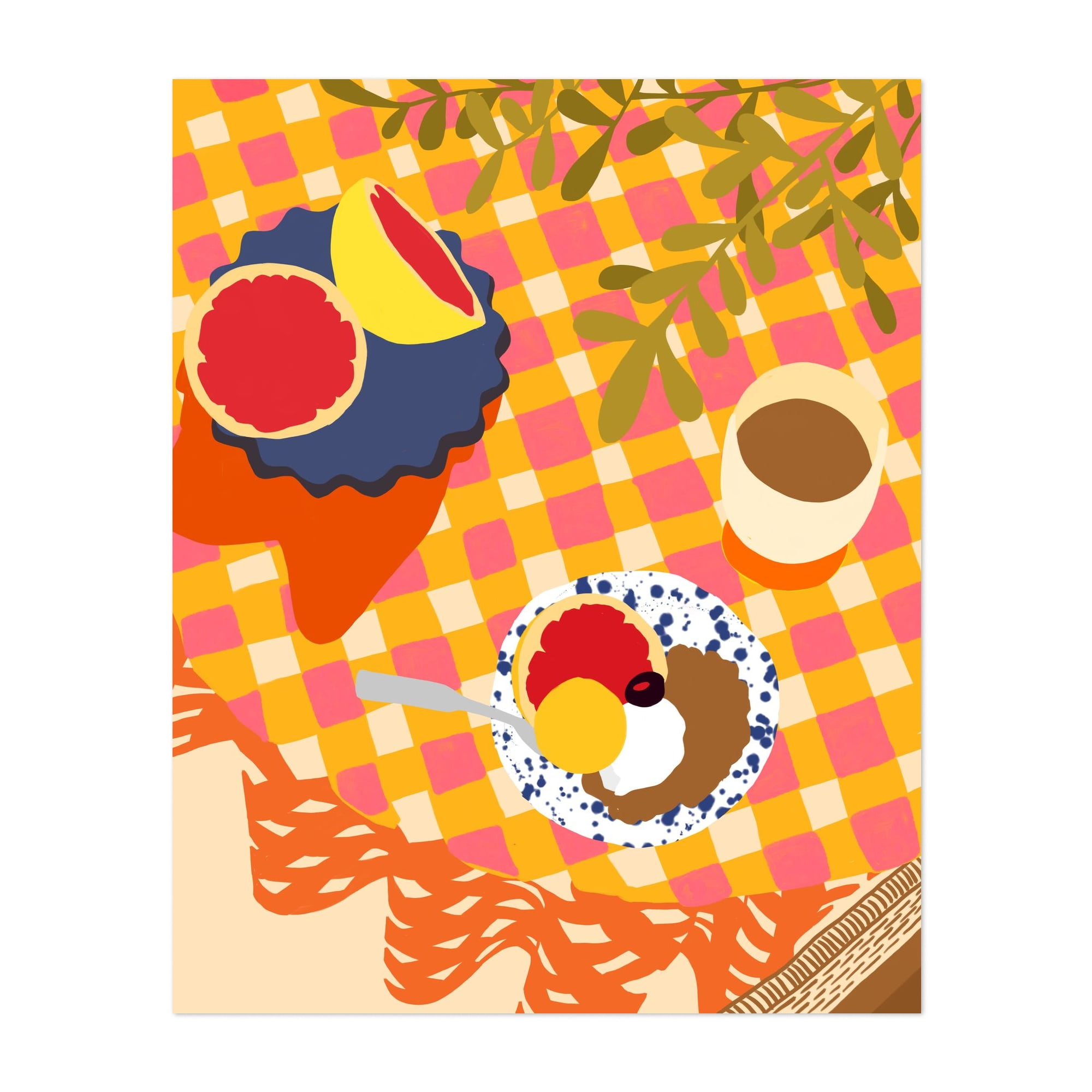 Blooms and Brunch - India Illustration Kitchen Decor Fruit Coffee ...