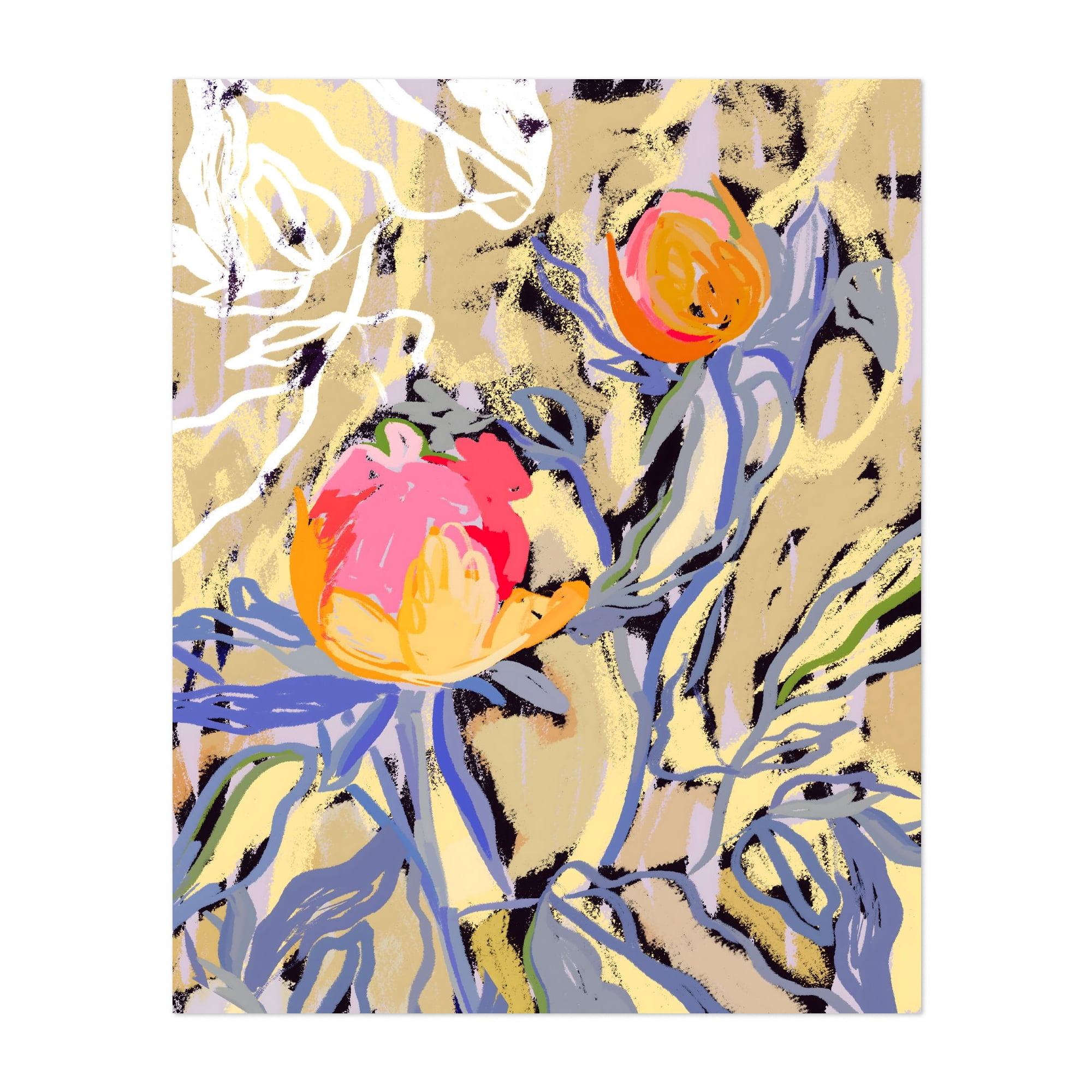 Blooms in The Butter Forest - Painting Floral Abstract Modern Art ...