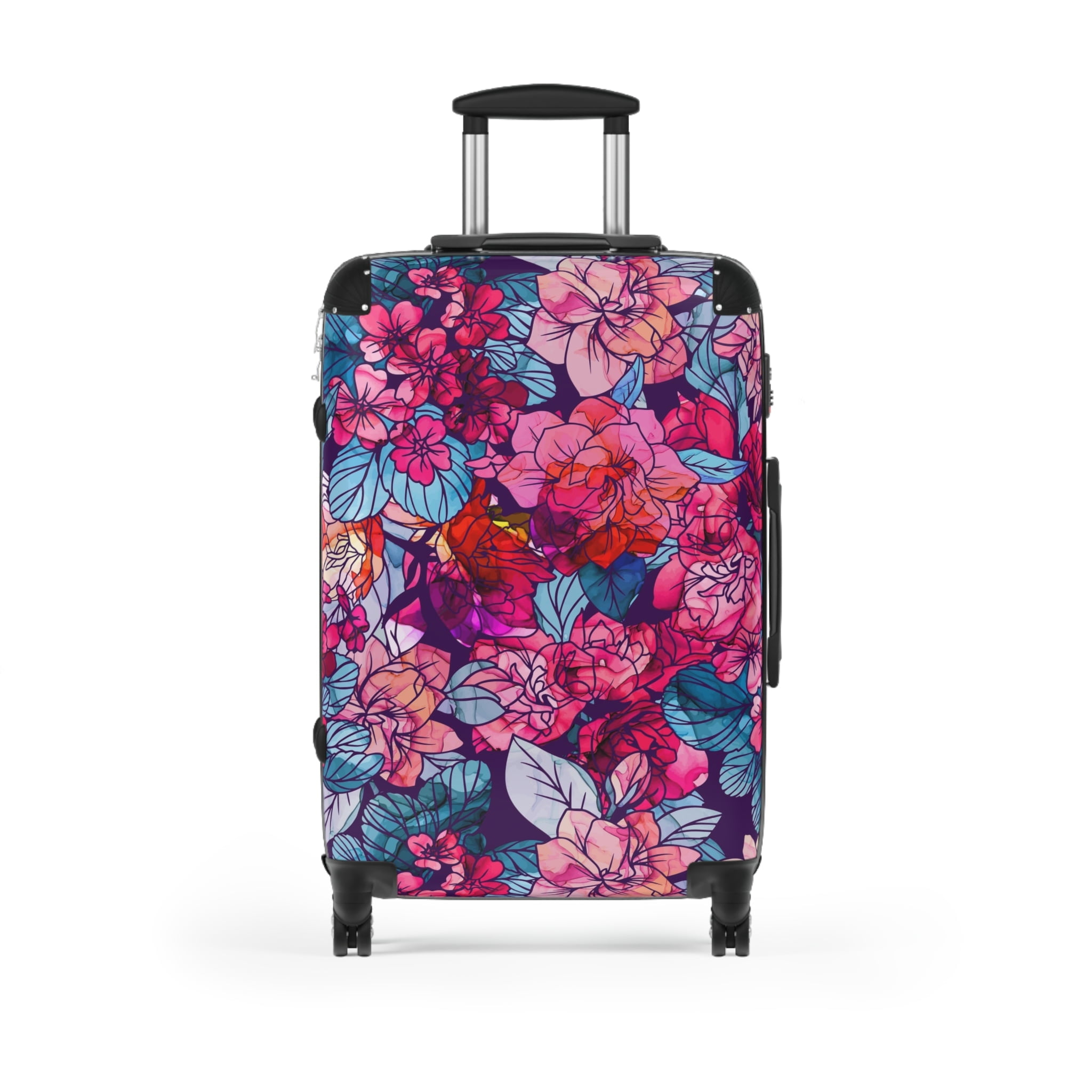 Bloomwave | Floral | Pink, Red, Navy, White | Hardshell Suitcase ...