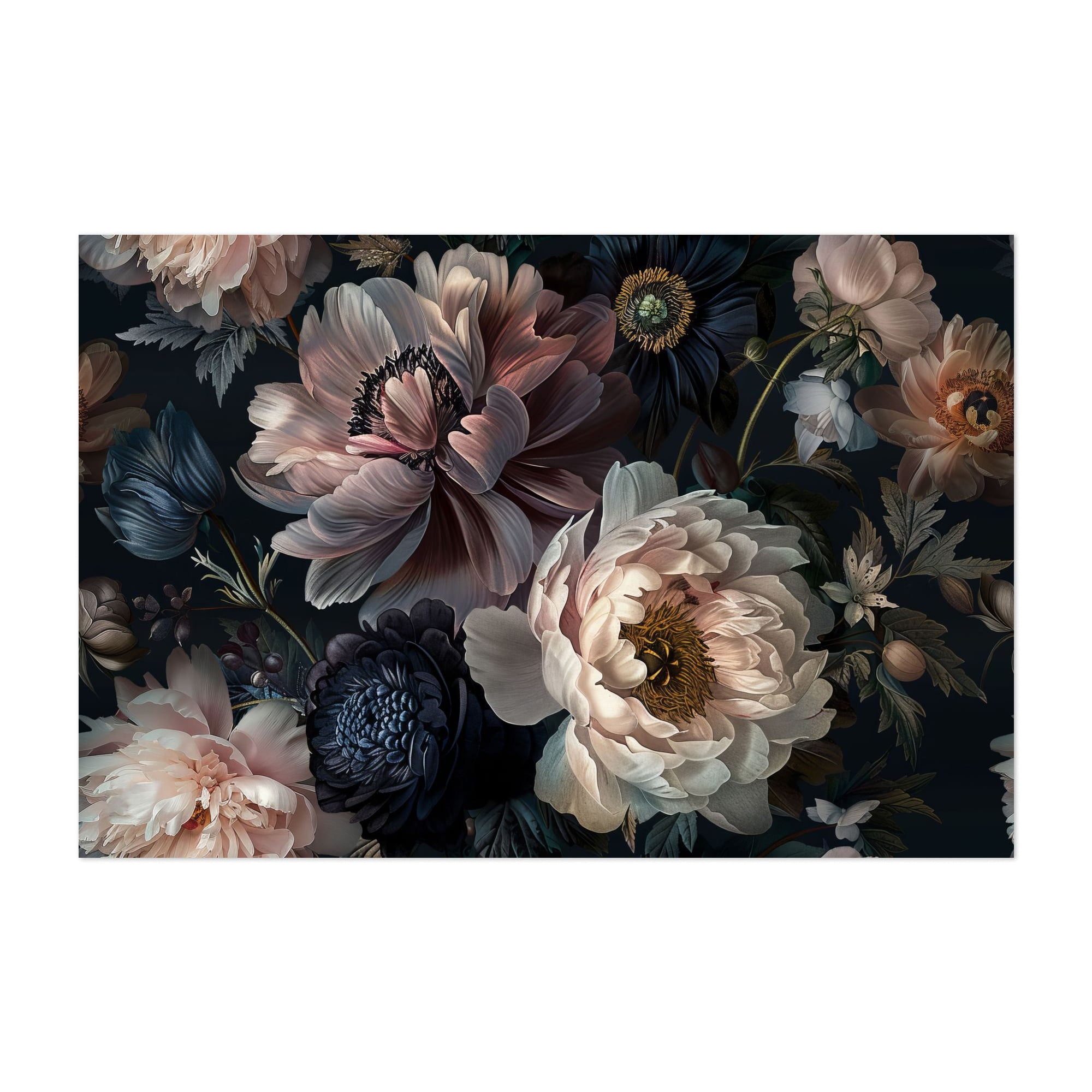 Bloomy Baroque Regency Flowers - Photography Unframed Wall Art Print 16 ...