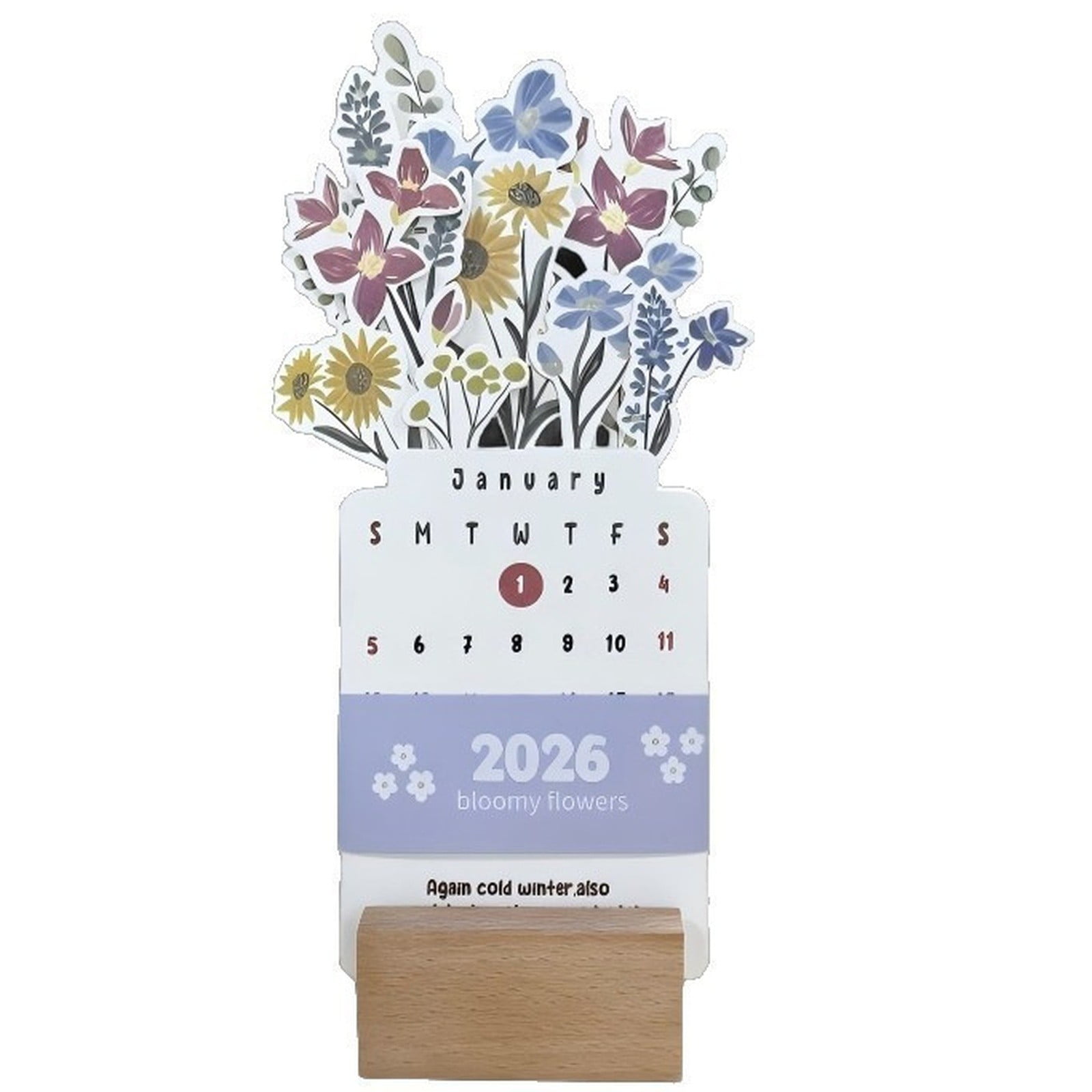 Bloomy Flowers Desk Calendar – Monthly Tabletop Planner with Standing ...