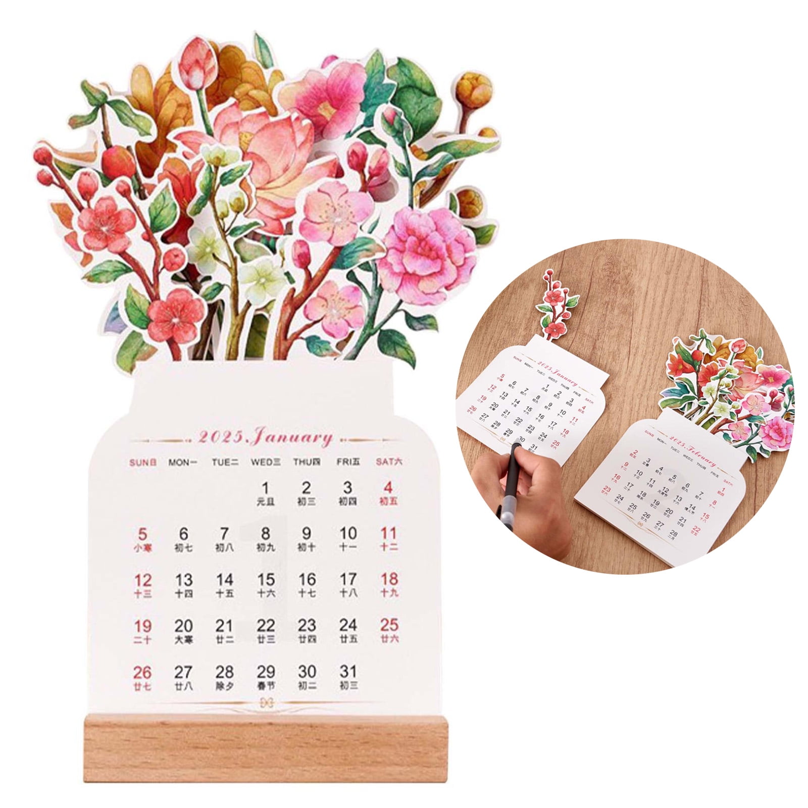 Bloomylog - 2025 Bloomy Flower Calendar,2025 Desk Calendar Funny,Stand Up Calendar,Bloomy ...