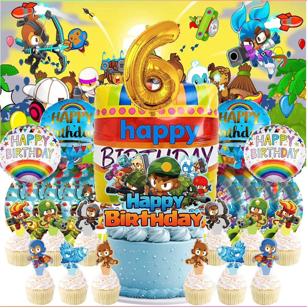 Bloons TD Tower Defense 6th Tableware Balloons Cake Toppers Backdrop ...