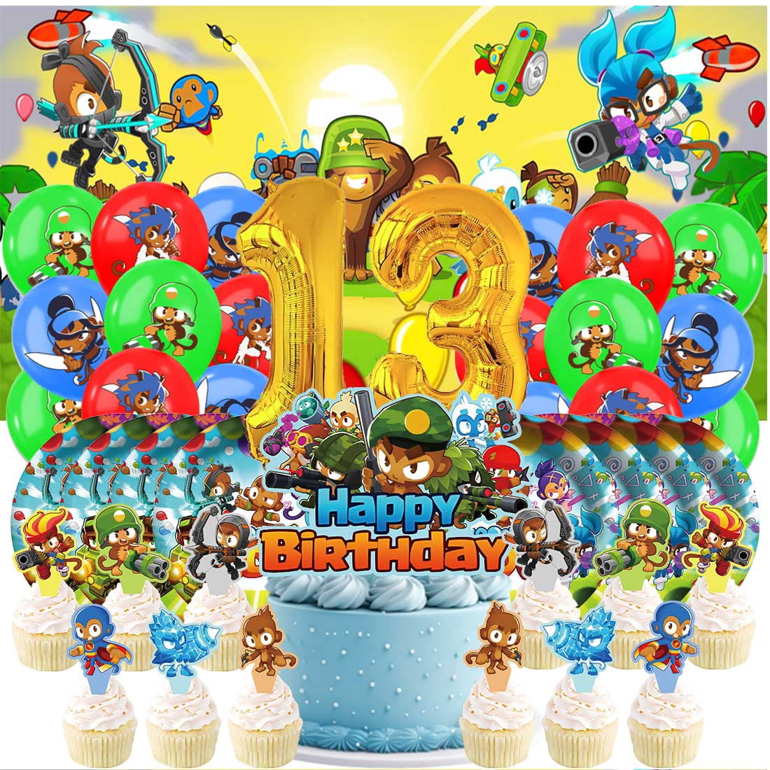 Bloons TD Tower Defense Balloons Party Supplies 13th Decor Tableware ...
