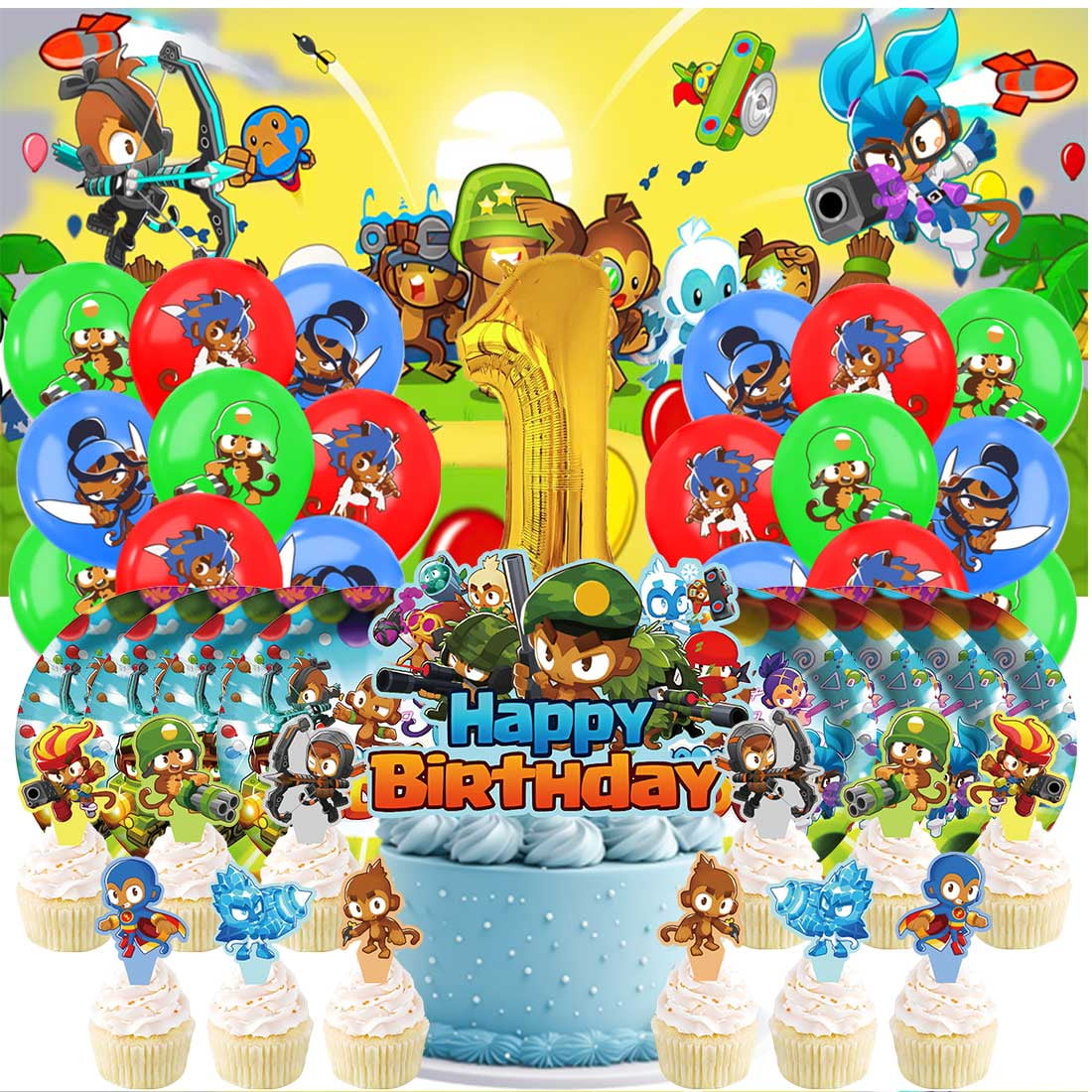 Bloons TD Tower Defense Balloons Party Supplies 1st Decor Tableware ...