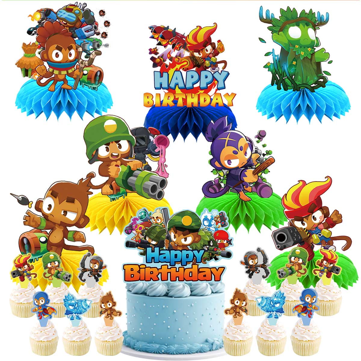Bloons TD Tower Defense Party Decor Supplies Honeycomb Centerpieces ...