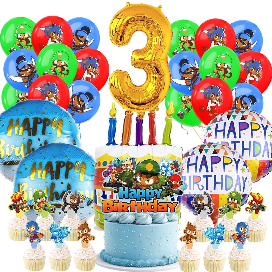 Bloons TD Tower Defense Party Supplies 3rd Decor Kit Balloons Birthday ...