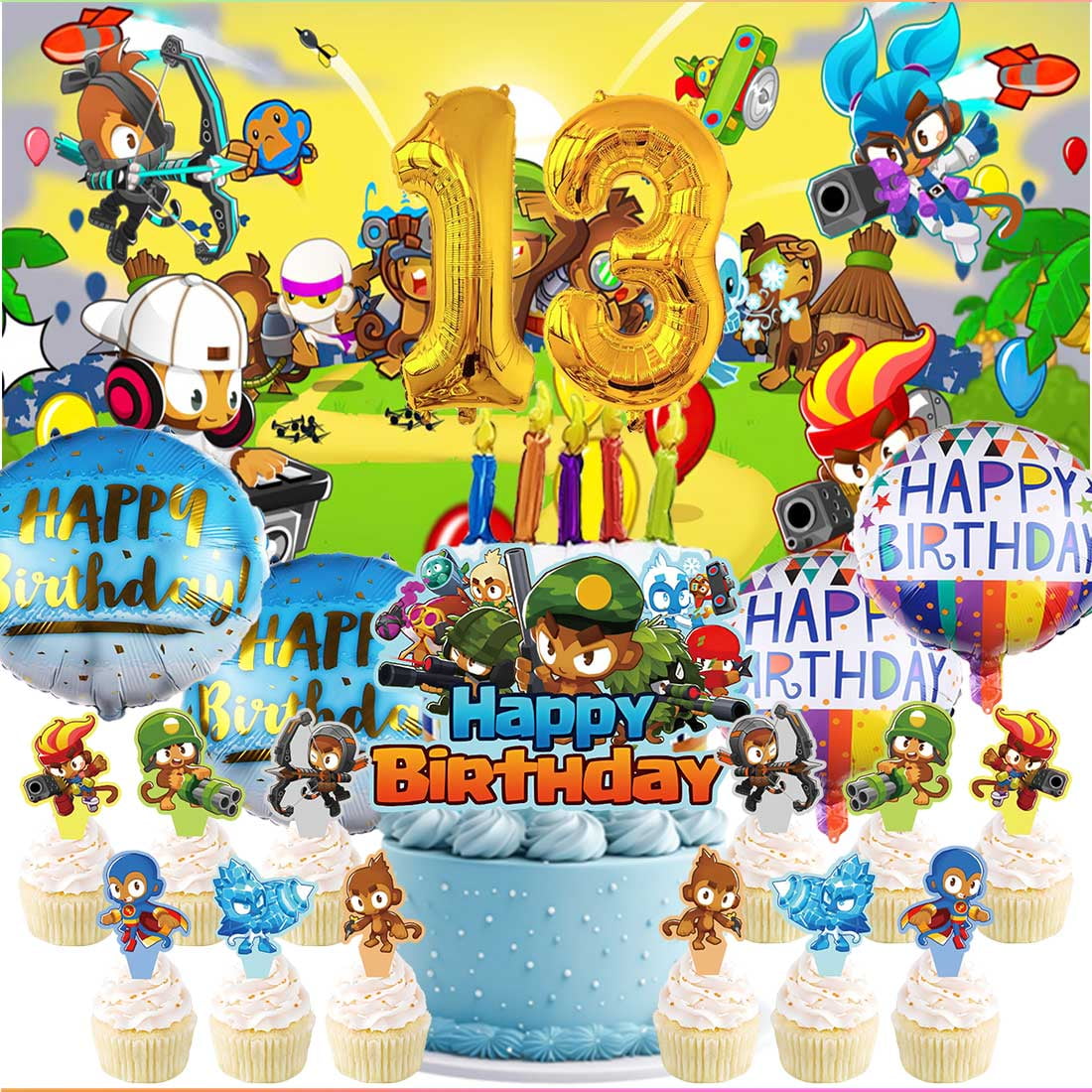 Bloons TD Tower Defense Party Supplies Decor 13th Kit Balloons Birthday ...