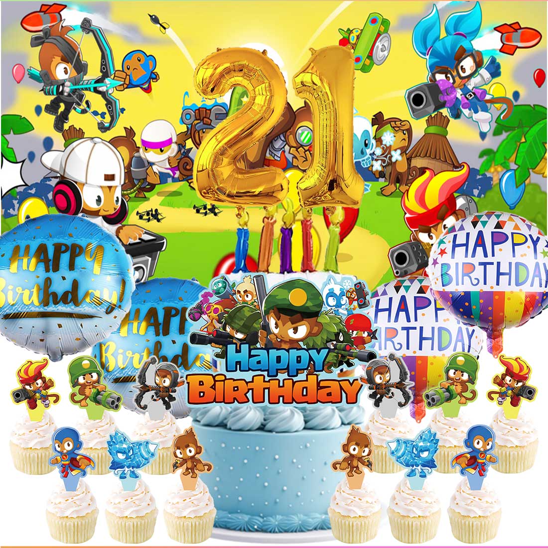 Bloons TD Tower Defense Party Supplies Decor 21th Kit Balloons Birthday ...