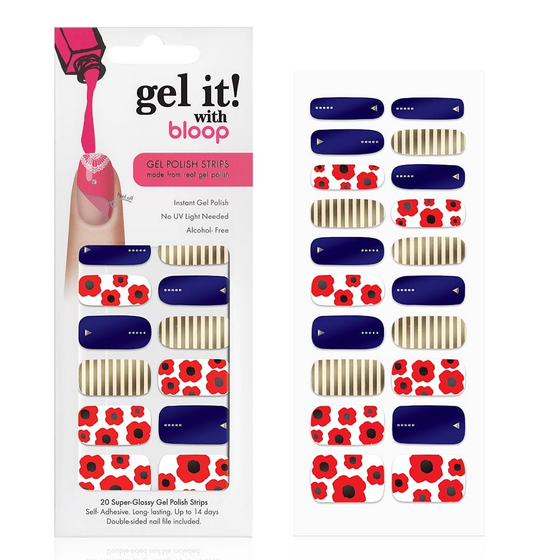 Bloop fully cured Real Gel Nail Polish Strips, Queen Bee Blue, No UV/LED lamp needed, Gloss ...