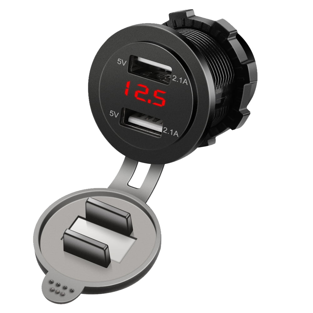 Bloopow 4.2A Car Dual USB Charger Socket 12V 24V Fast Charging LED ...