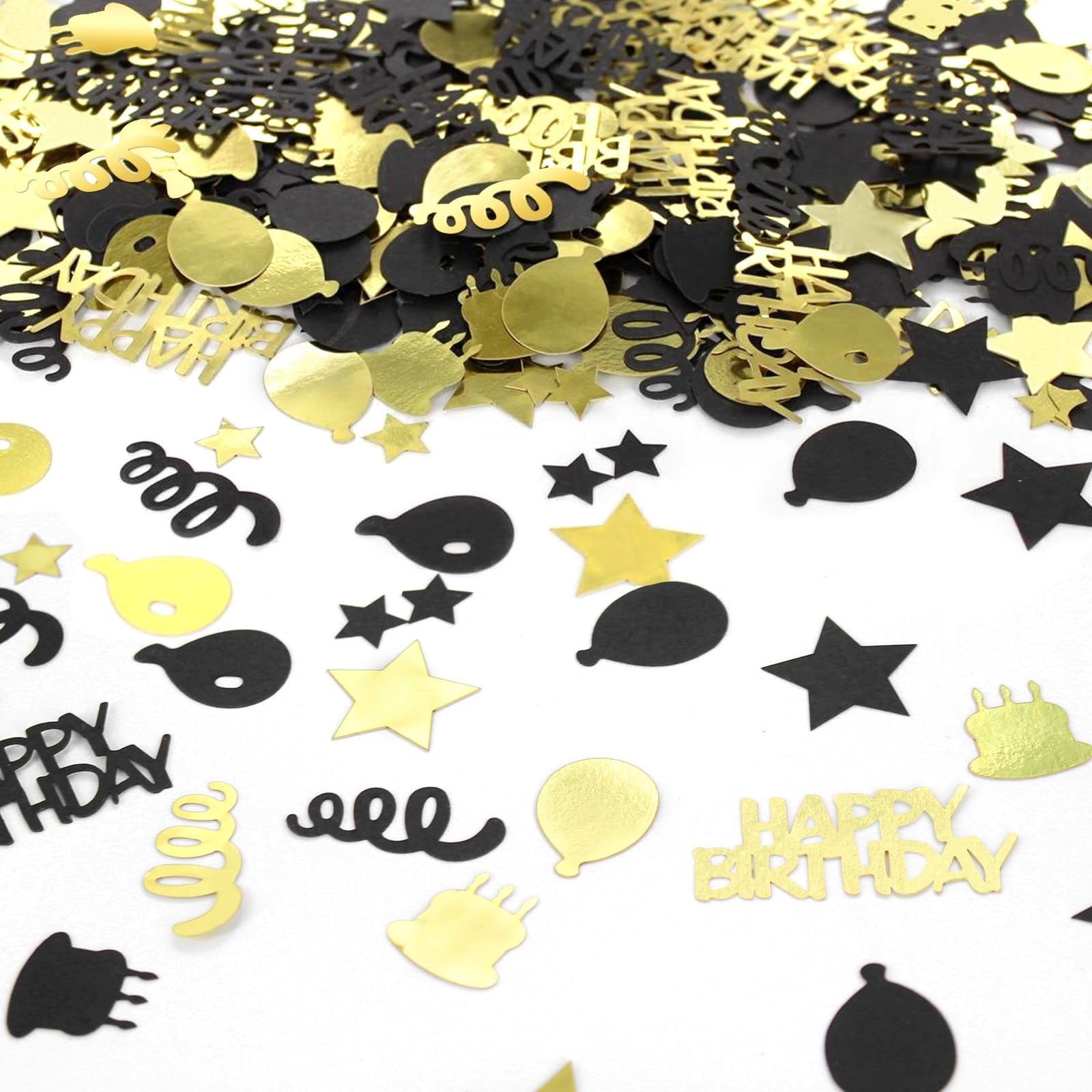 Blopee Birthday Confetti, Black STF9 and Gold Confetti for Tables ...
