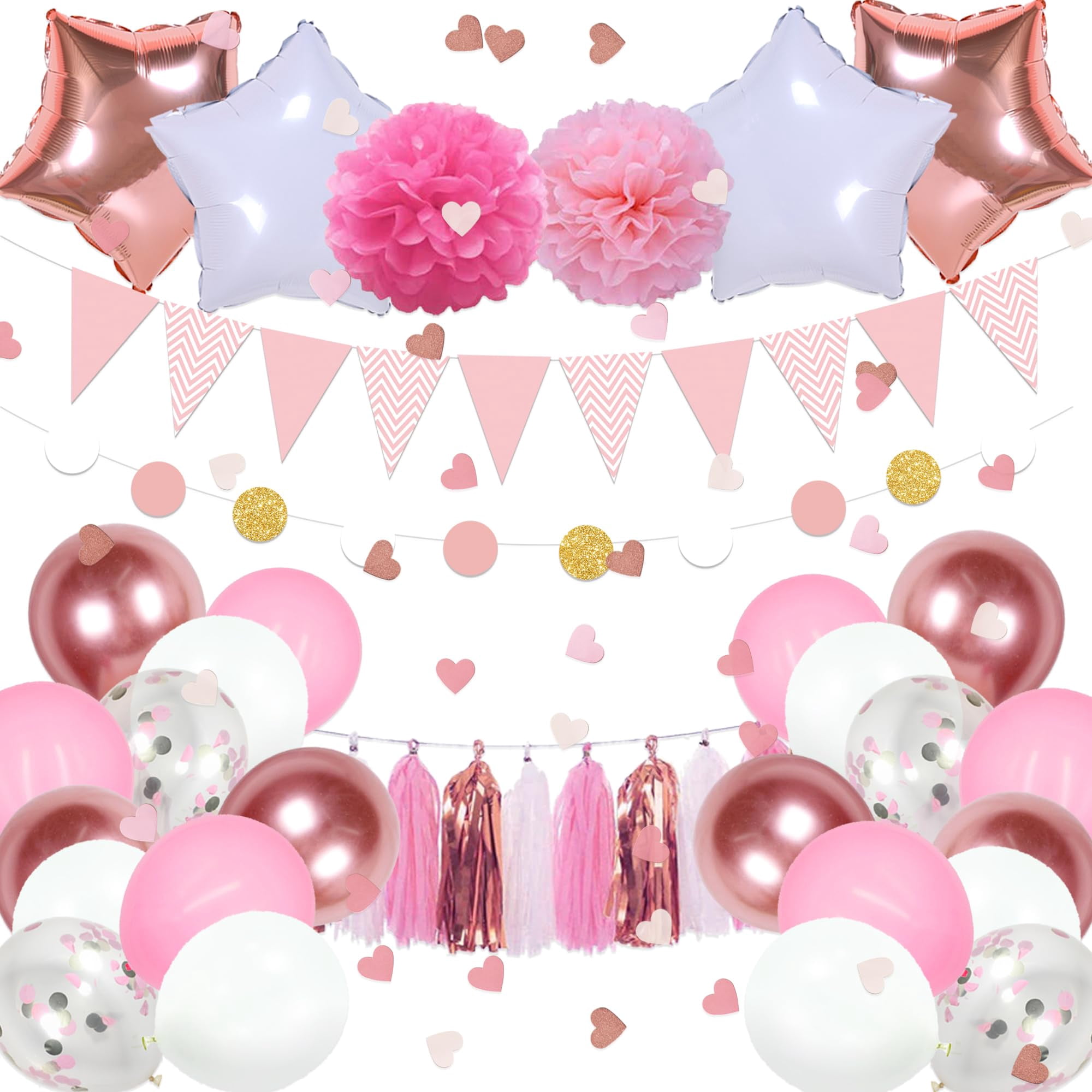 Blopee Pink Party Decorations, Pink Birthday NSD3 Decorations for Pink ...