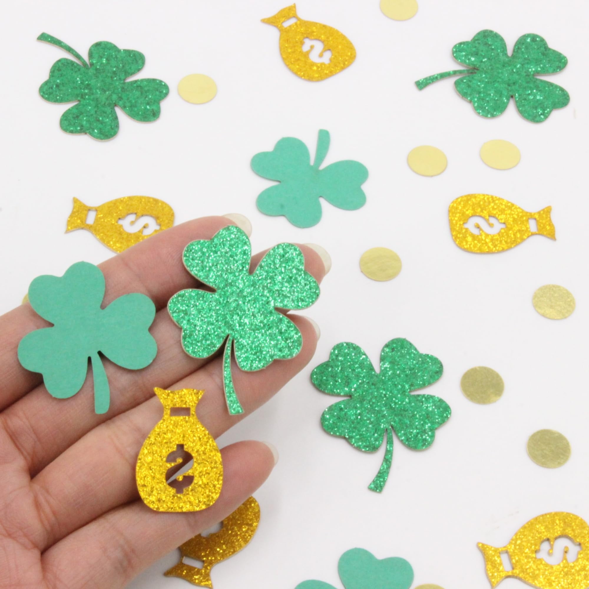 Blopee St Patricks Day Confetti, 4 Leaf Clover and Shamrock Confetti for St Patricks Day Party ...