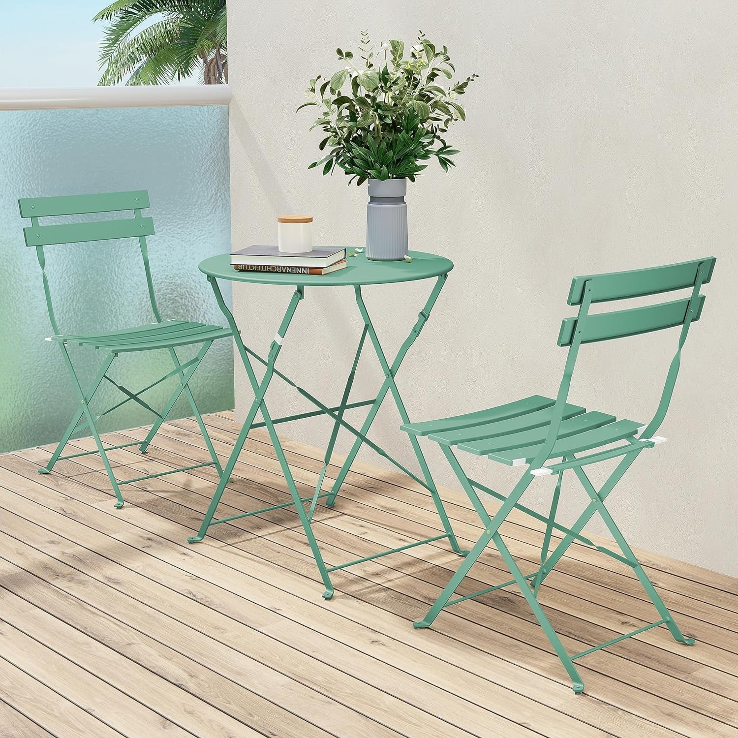 Bigleap Patio 3-Piece Bistro Set Folding Outdoor Furniture Sets with ...