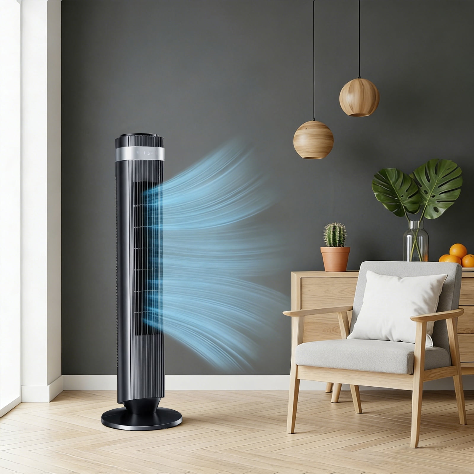 Tower Fan, Oscillating Fan with 26ft Air Delivery, 5 Speeds & 4 Modes ...