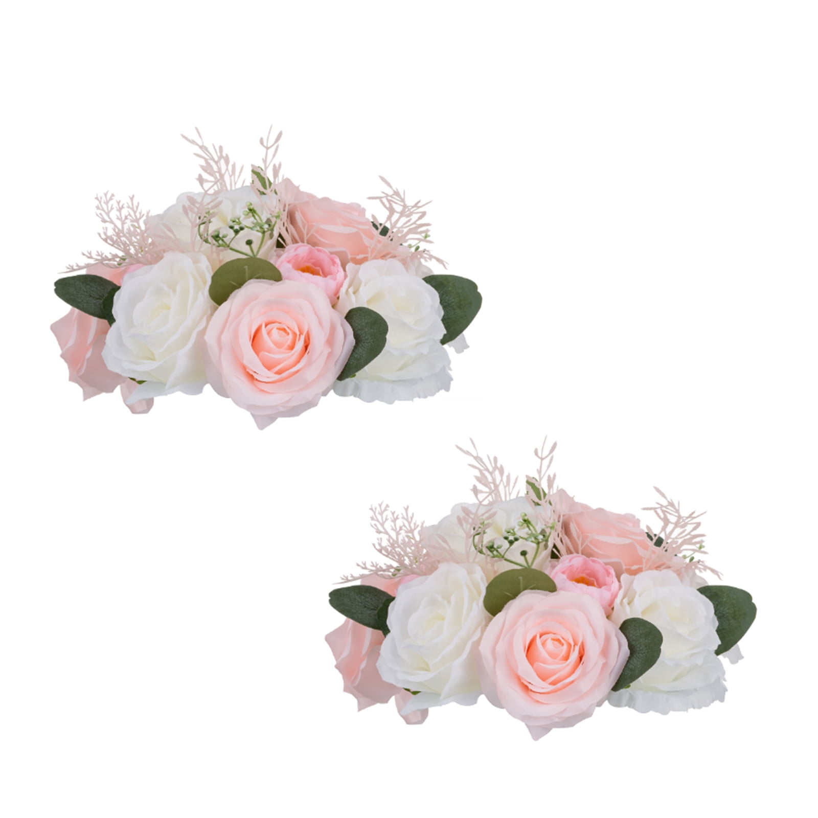 Blosmon Artificial Flower Ball Centerpiece 2 Pcs Pink and White Fake ...