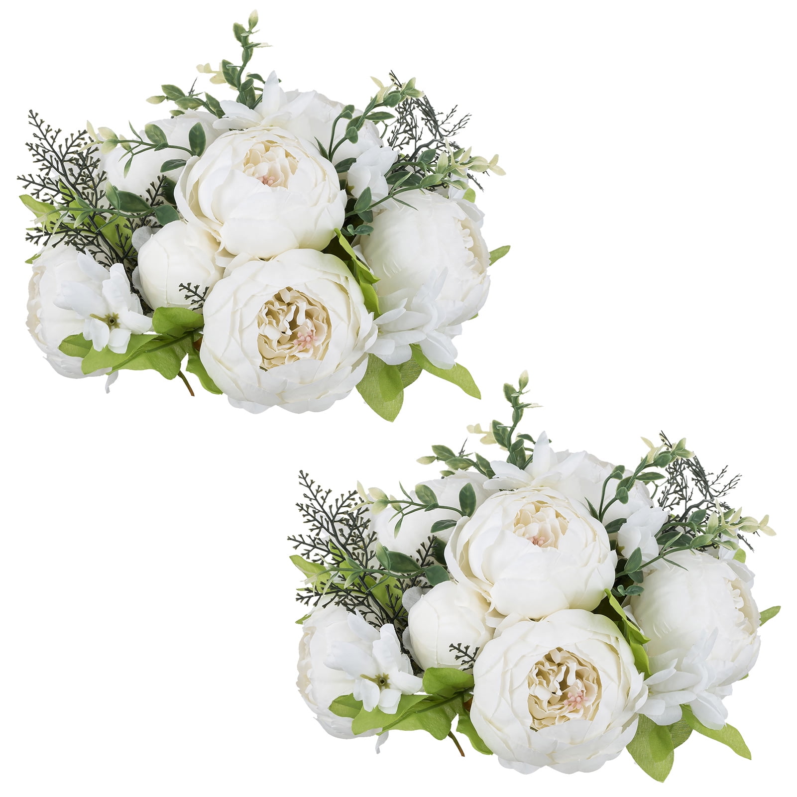 Blosmon Peonies Artificial Flowers 2 Pcs Vintage White Silk Peony ...